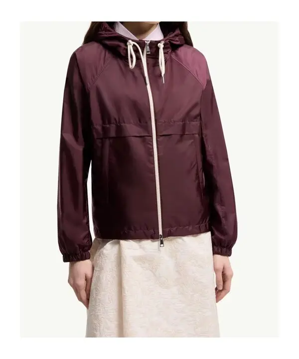 Moncler Coquelicot Zip-up Hooded Jacket - Wine Red
