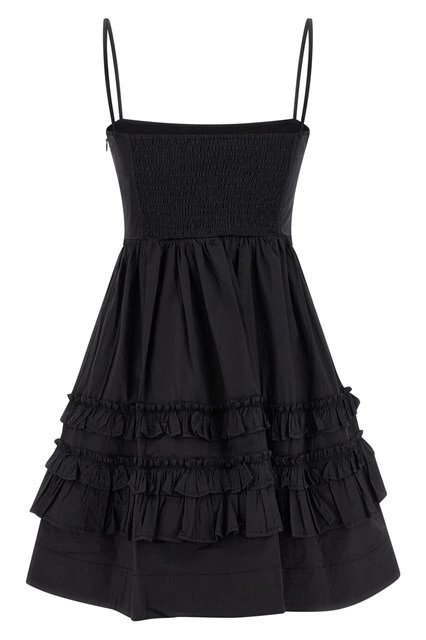 GANNI Mini Ruffle Dress - Black