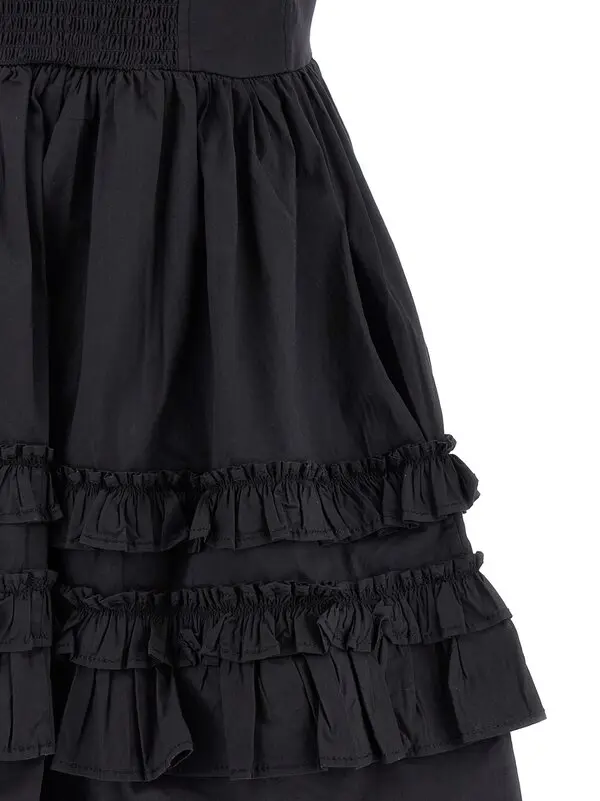 GANNI Mini Ruffle Dress - Black