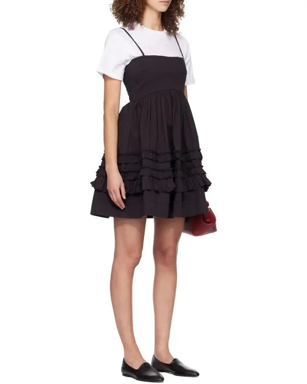GANNI Mini Ruffle Dress - Black