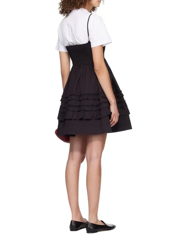 GANNI Mini Ruffle Dress - Black