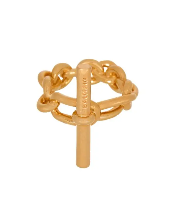 Balmain T-bar Chain Ring - Golden