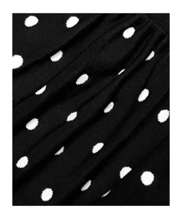 SELF-PORTRAIT Polka Dot Asymmetrical Neckline Ruched Mini Dress