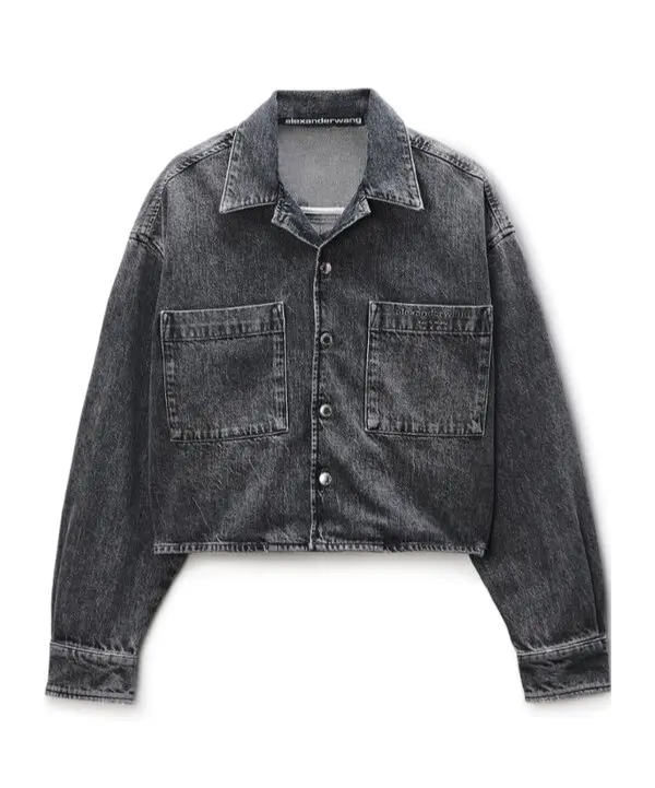 Alexander Wang Cropped Long Sleeve Shirt - Light Grey