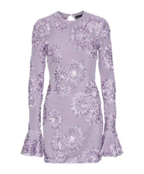 ROTATE BY BIRGER CHRISTENSEN Floral Appliqué Mesh Mini Dress - No