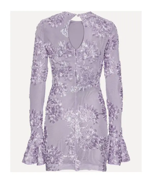 ROTATE BY BIRGER CHRISTENSEN Floral Appliqué Mesh Mini Dress - No