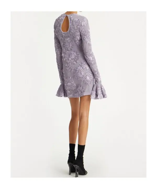 ROTATE BY BIRGER CHRISTENSEN Floral Appliqué Mesh Mini Dress - No
