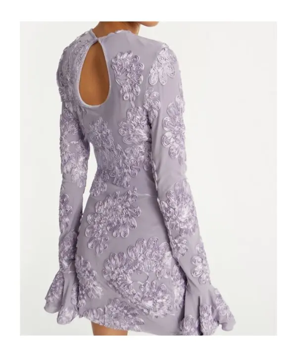 ROTATE BY BIRGER CHRISTENSEN Floral Appliqué Mesh Mini Dress - No