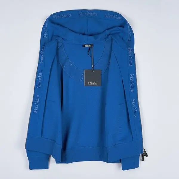 Max Mara Full Zip Hooded Sweatshirt - Blue