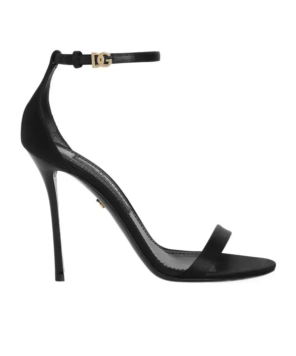 Dolce & Gabbana Logo Ankle-strap Heeled Sandals - Black