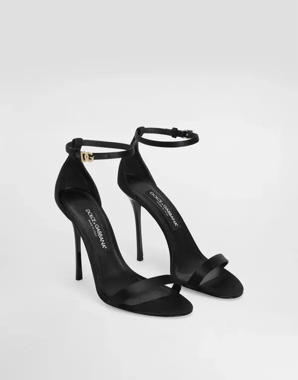 Dolce & Gabbana Logo Ankle-strap Heeled Sandals - Black