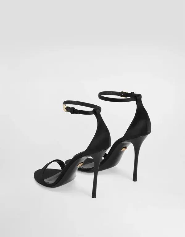 Dolce & Gabbana Logo Ankle-strap Heeled Sandals - Black