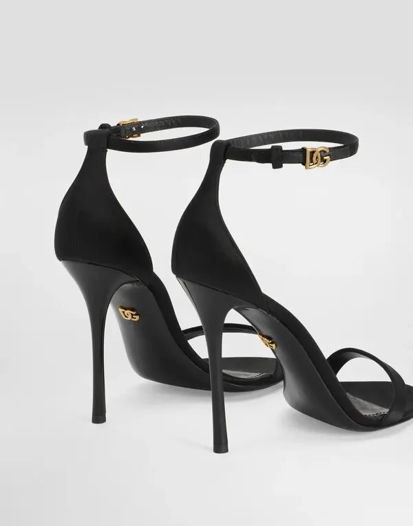 Dolce & Gabbana Logo Ankle-strap Heeled Sandals - Black