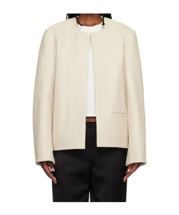 TOTEME Cream Patchwork Collarless Jacket