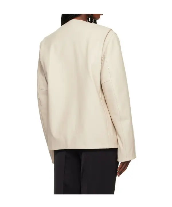 TOTEME Cream Patchwork Collarless Jacket
