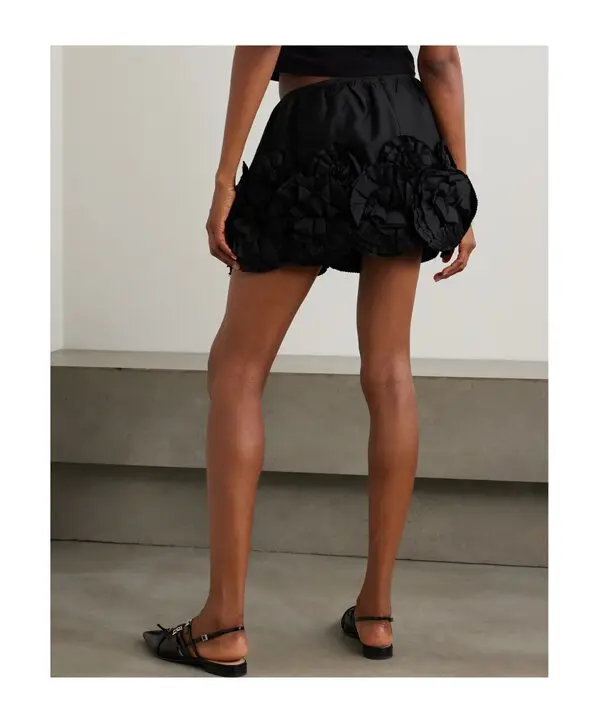 SHUSHU/TONG Floral Appliqué Midi Skirt