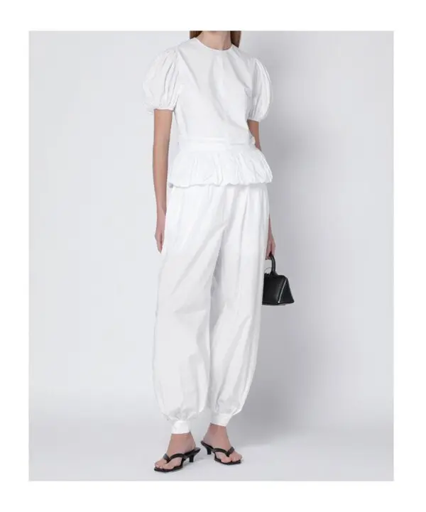 ROTATE BY BIRGER CHRISTENSEN Balloon Pleated Cotton Cropped Trousers