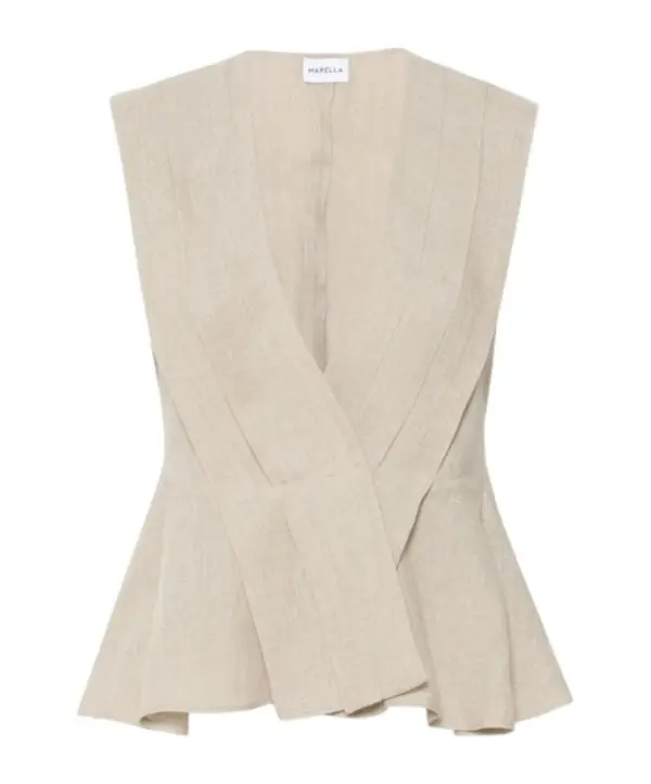 Marella Sleeveless V-neck Top With Front Pleats