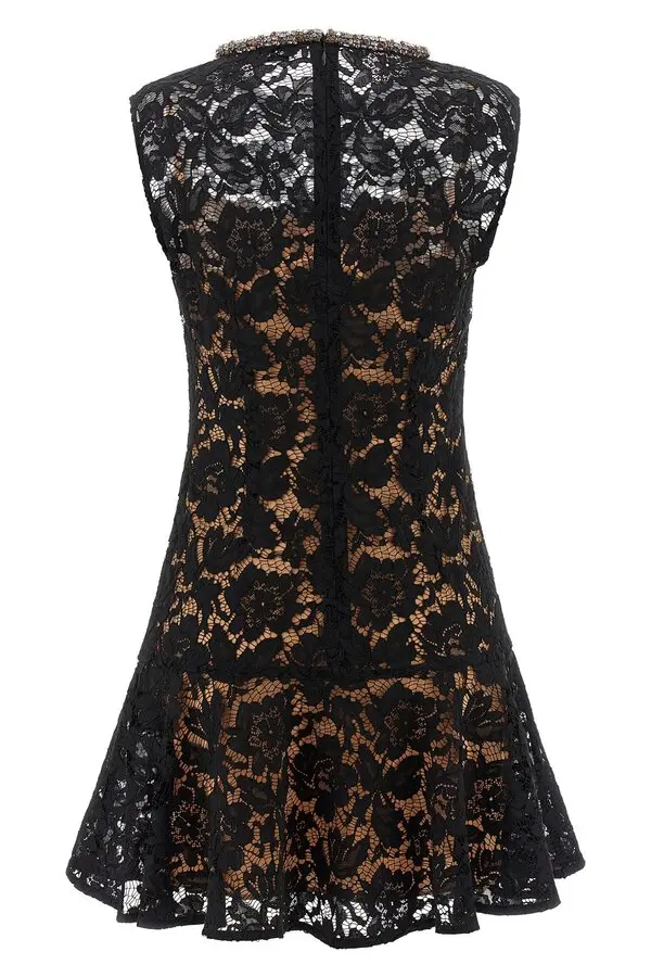 SELF-PORTRAIT Embellished-trim Lace Mini Dress