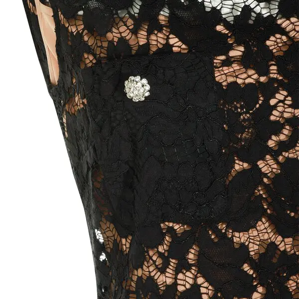 SELF-PORTRAIT Embellished-trim Lace Mini Dress