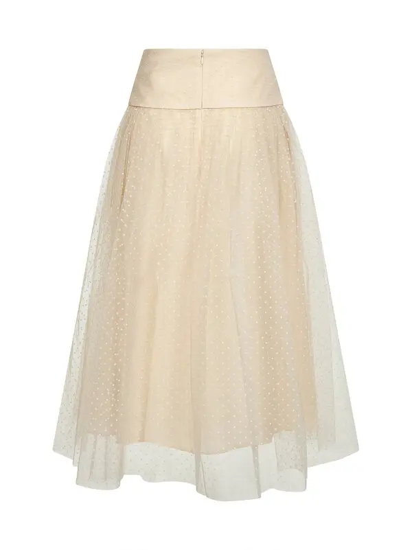 Zimmermann Layered Tulle Midi Skirt - Crm