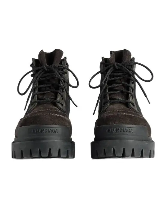 Balenciaga Low Combat Lace-up Boots - Brown/black