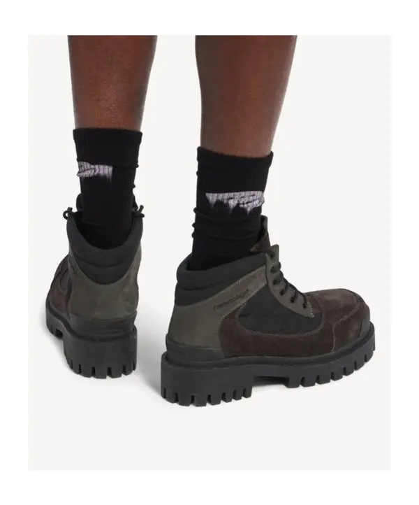 Balenciaga Low Combat Lace-up Boots - Brown/black