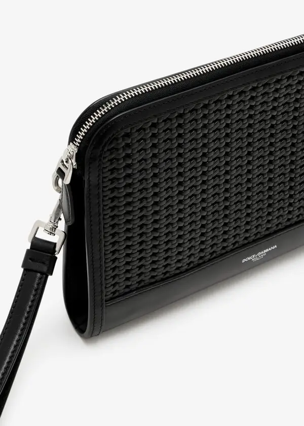 Dolce & Gabbana Woven Panel Wristlet Bag - Black
