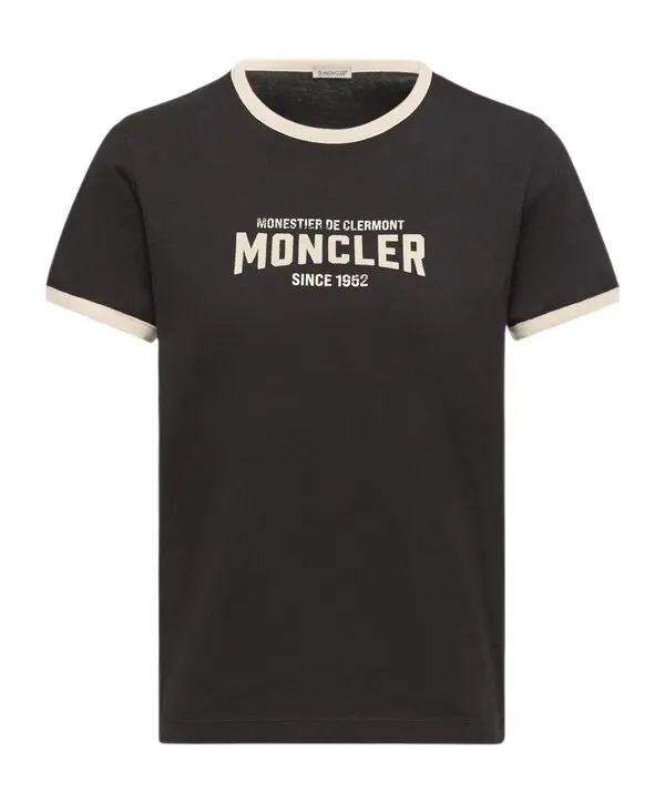 Moncler Logo Printed Crewneck T-shirt - Black
