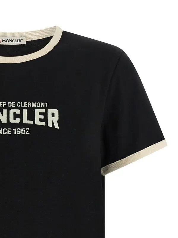 Moncler Logo Printed Crewneck T-shirt - Black