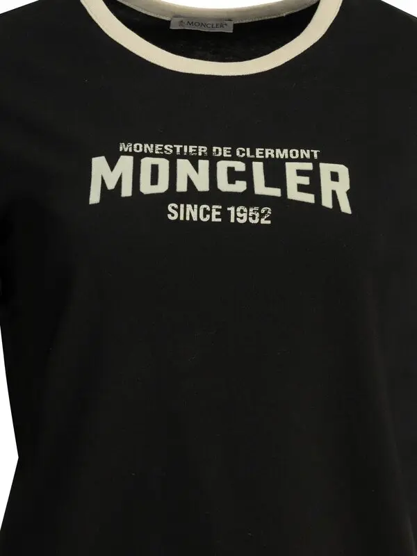 Moncler Logo Printed Crewneck T-shirt - Black