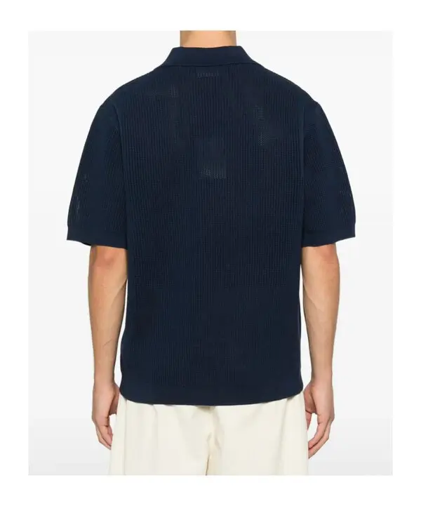 Drole De Monsieur Drôle De Polo Maille Monogramme Short Sleeve Polo Shirt - Navy
