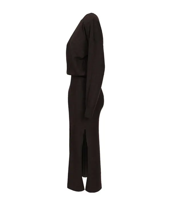 P.a.r.o.s.h Boatneck Midi Dress - Brown