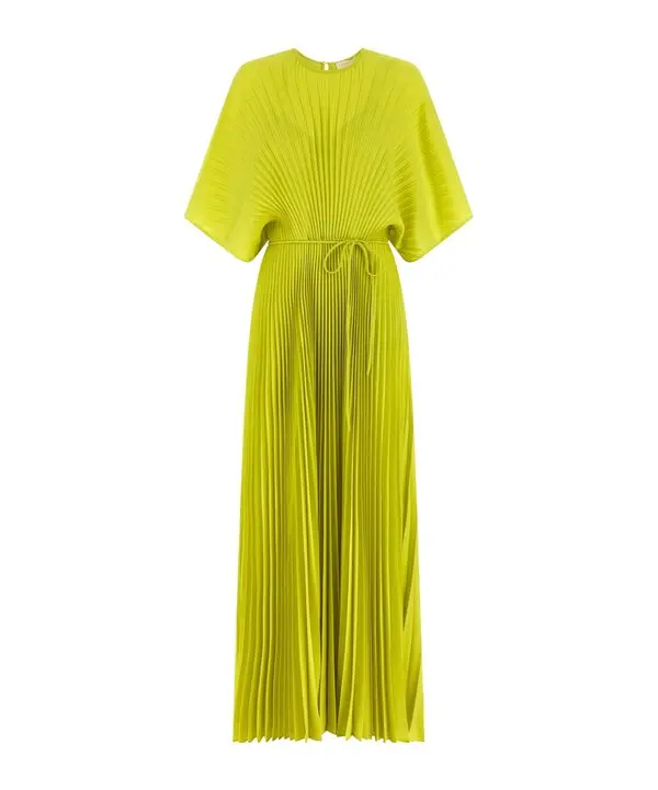 TWINSET Pleated Belted Long Dress - Yellow