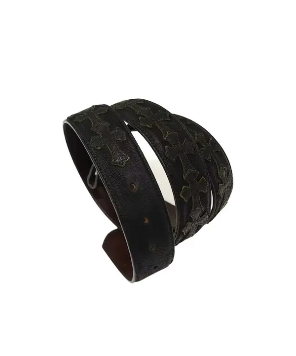 Chrome Hearts Leather Belt With Embossed Logo - Black