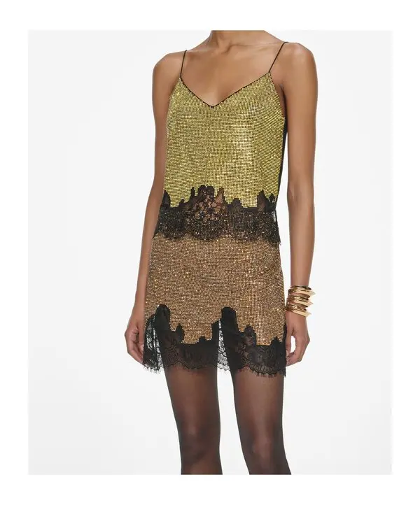 SELF-PORTRAIT Chainmail Lace Trim Top