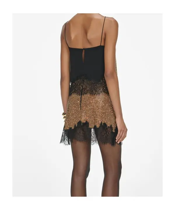 SELF-PORTRAIT Chainmail Lace Trim Top