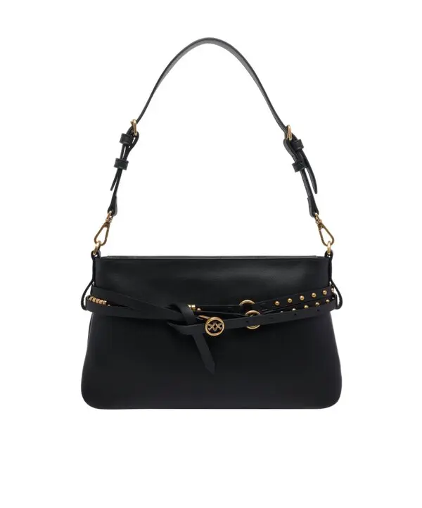 Pinko Strap Detailed Shoulder Bag - Black
