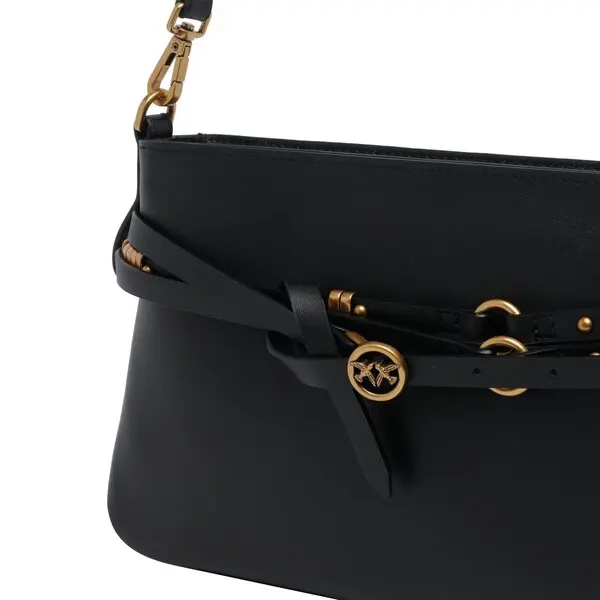 Pinko Strap Detailed Shoulder Bag - Black