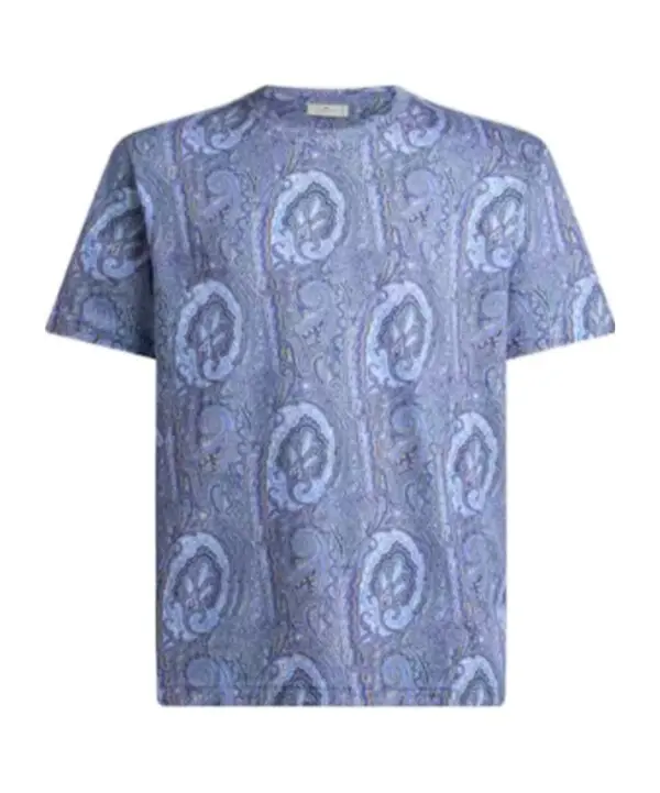 Etro Floral Paisley Motif Crewneck T-shirt - Light Blue