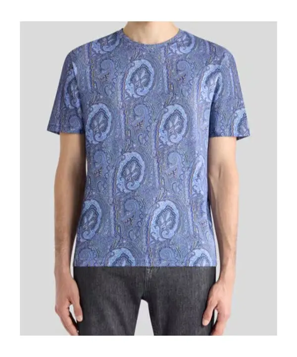 Etro Floral Paisley Motif Crewneck T-shirt - Light Blue