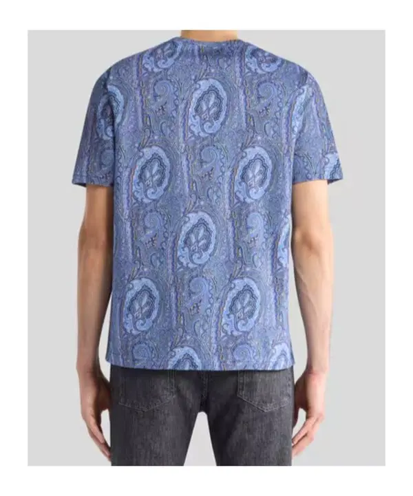 Etro Floral Paisley Motif Crewneck T-shirt - Light Blue