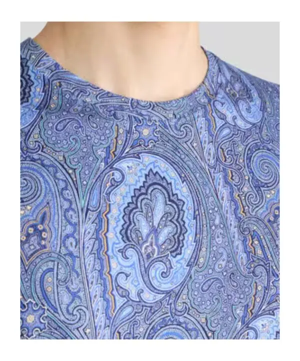 Etro Floral Paisley Motif Crewneck T-shirt - Light Blue