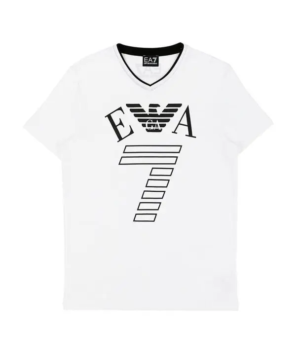 EA7 Logo T-shirt With Round Neck - White