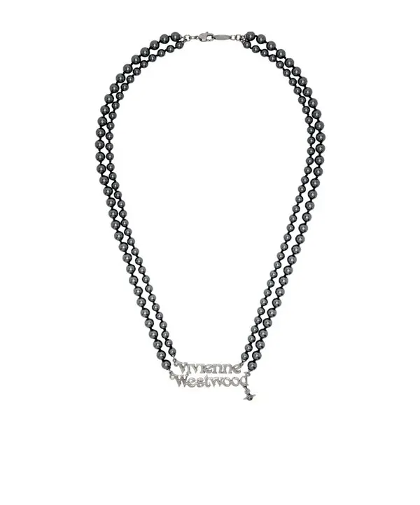 VIVIENNE WESTWOOD Logo Pendant Necklace - Ruthenium