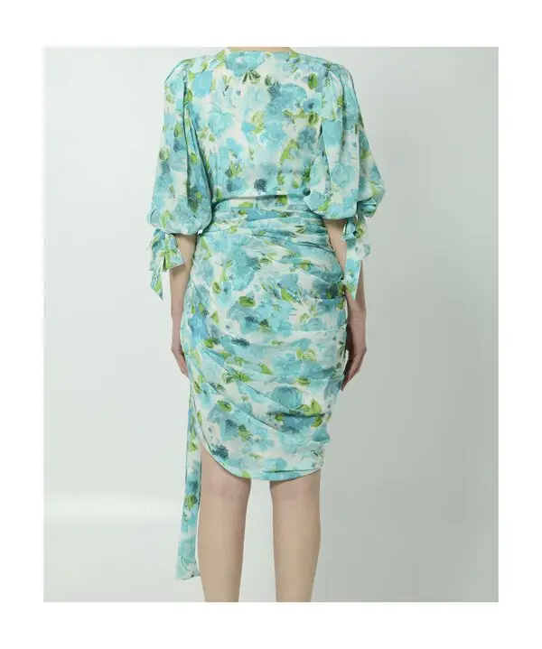 Chloé Floral Draped Midi Dress