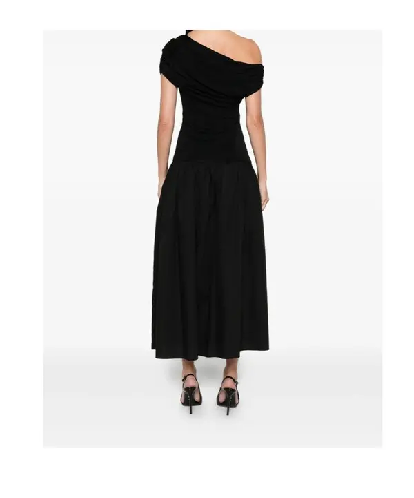 SELF-PORTRAIT Draped One-shoulder Midi Dress