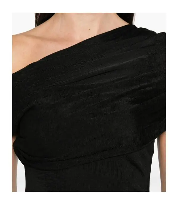 SELF-PORTRAIT Draped One-shoulder Midi Dress
