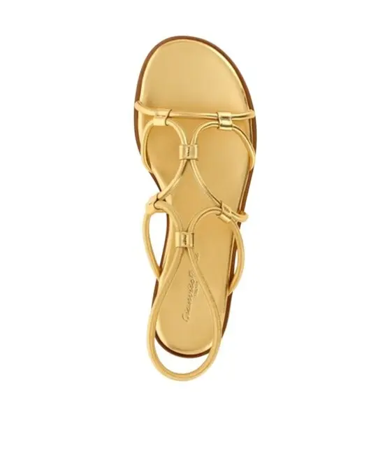 GIANVITO ROSSI Strappy Ankle Flat Sandals - Gold