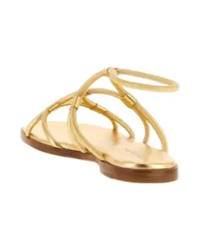 GIANVITO ROSSI Strappy Ankle Flat Sandals - Gold